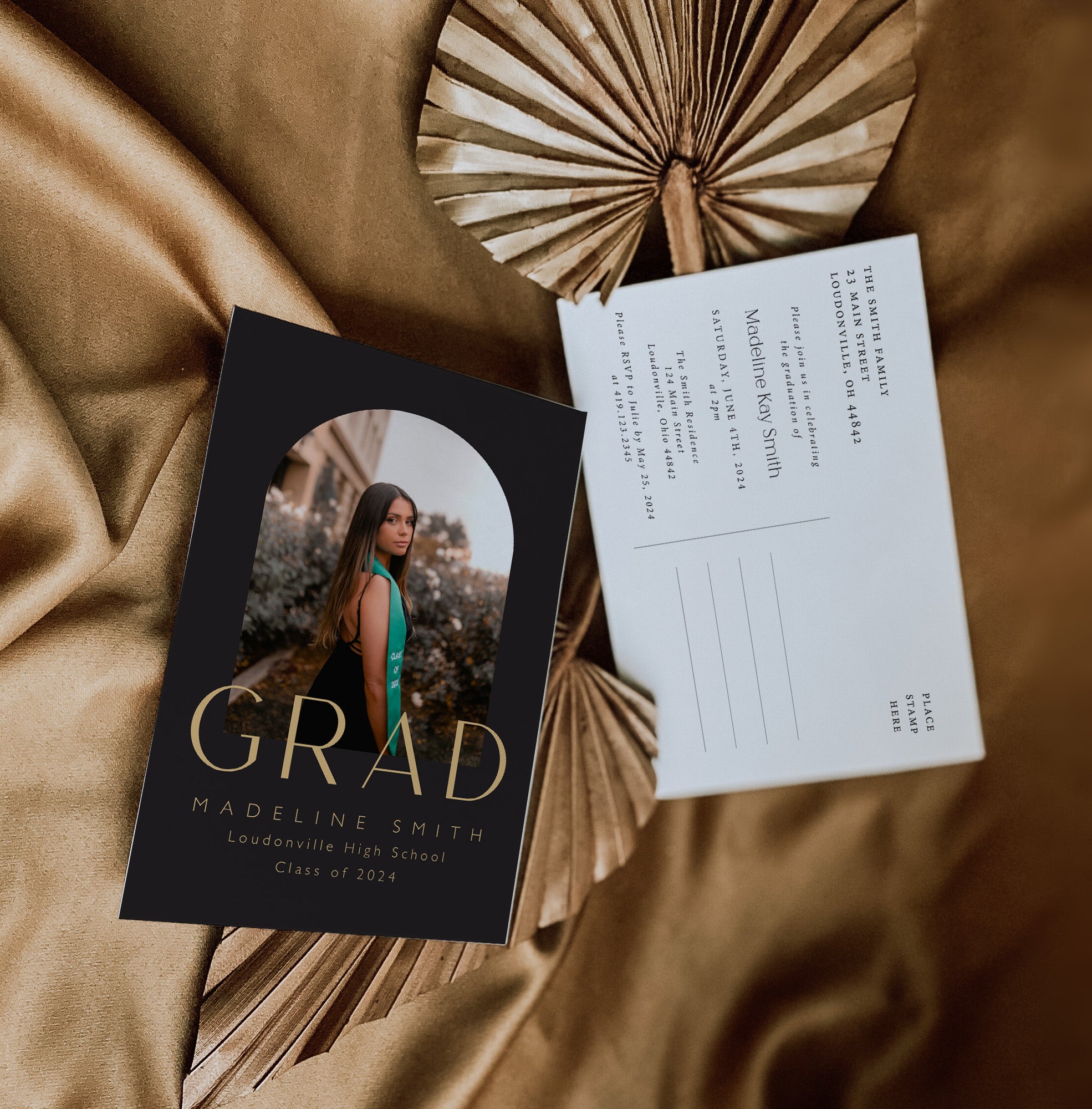 Arch Black & Gold Transparent Graduation Postcard – Truly Inspired ...