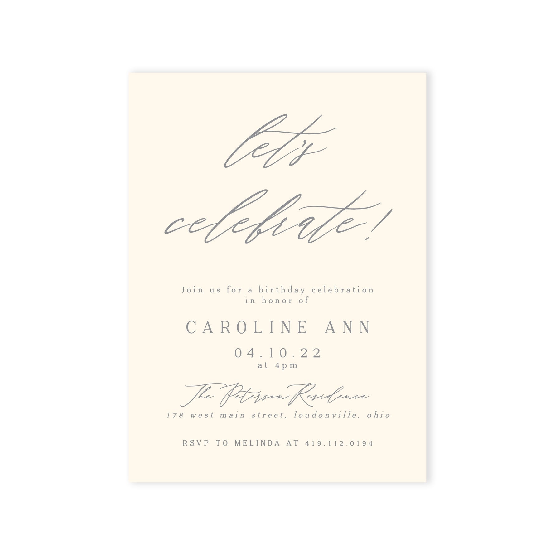 Minimal Ivory Birthday Invitation – Truly Inspired Paper Co.